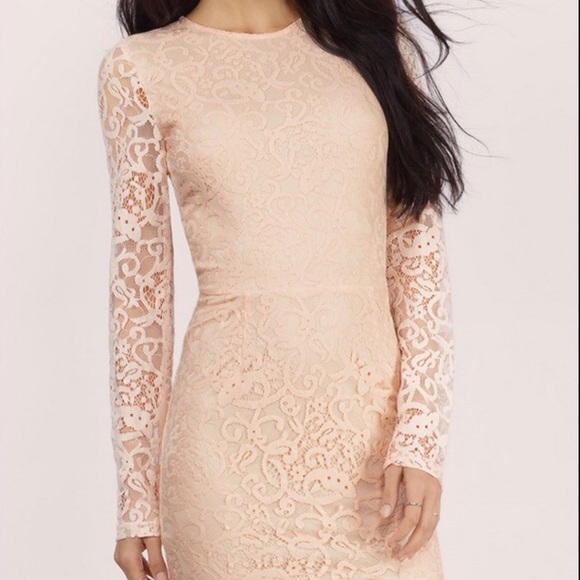 Tobi | Dresses | Tobi Women M Peach Lace Long Sleeve My Lace Or Yours ...